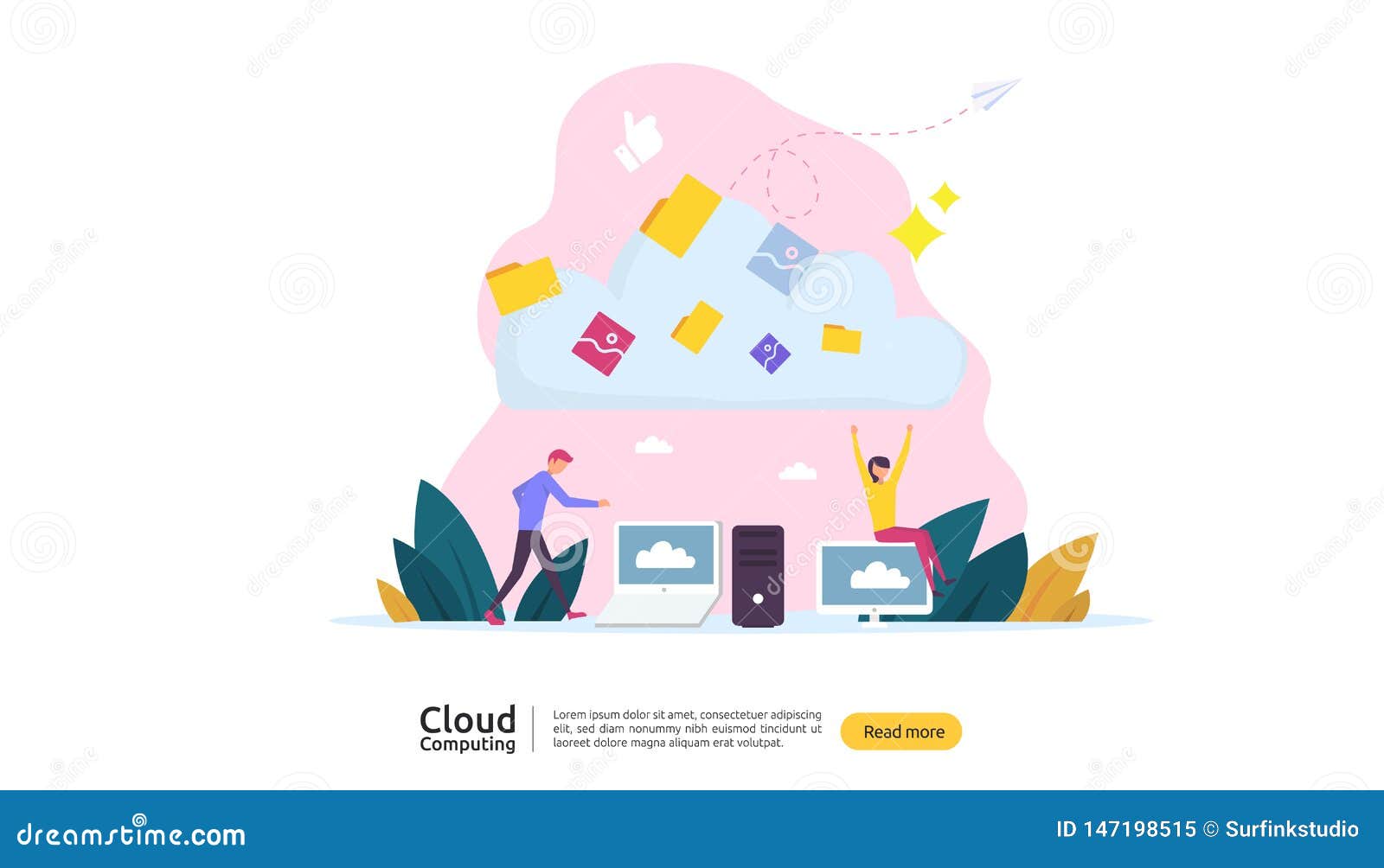 Cloud Computing Concept. Hosting Network Service or Online Database ...