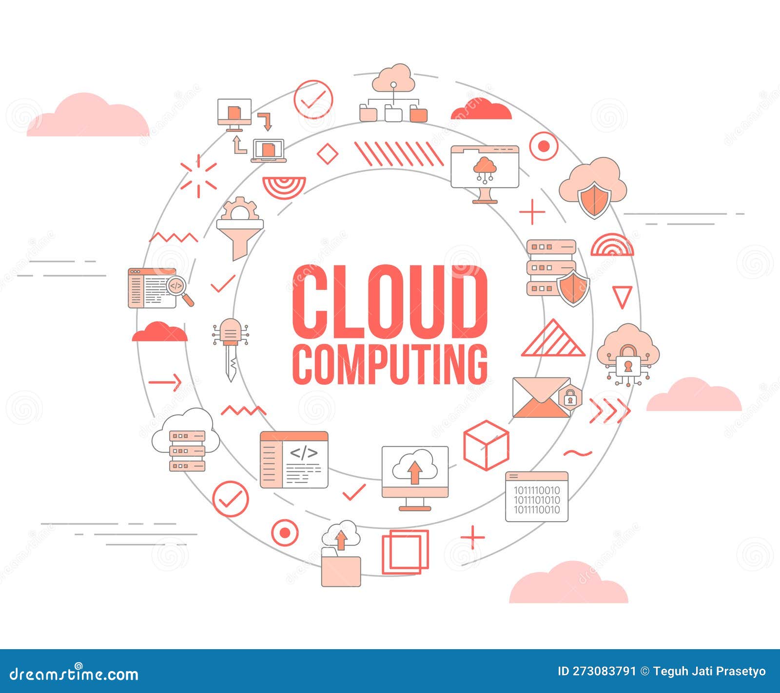 Cloud Computing Concept with Icon Set Template Banner and Circle Round ...