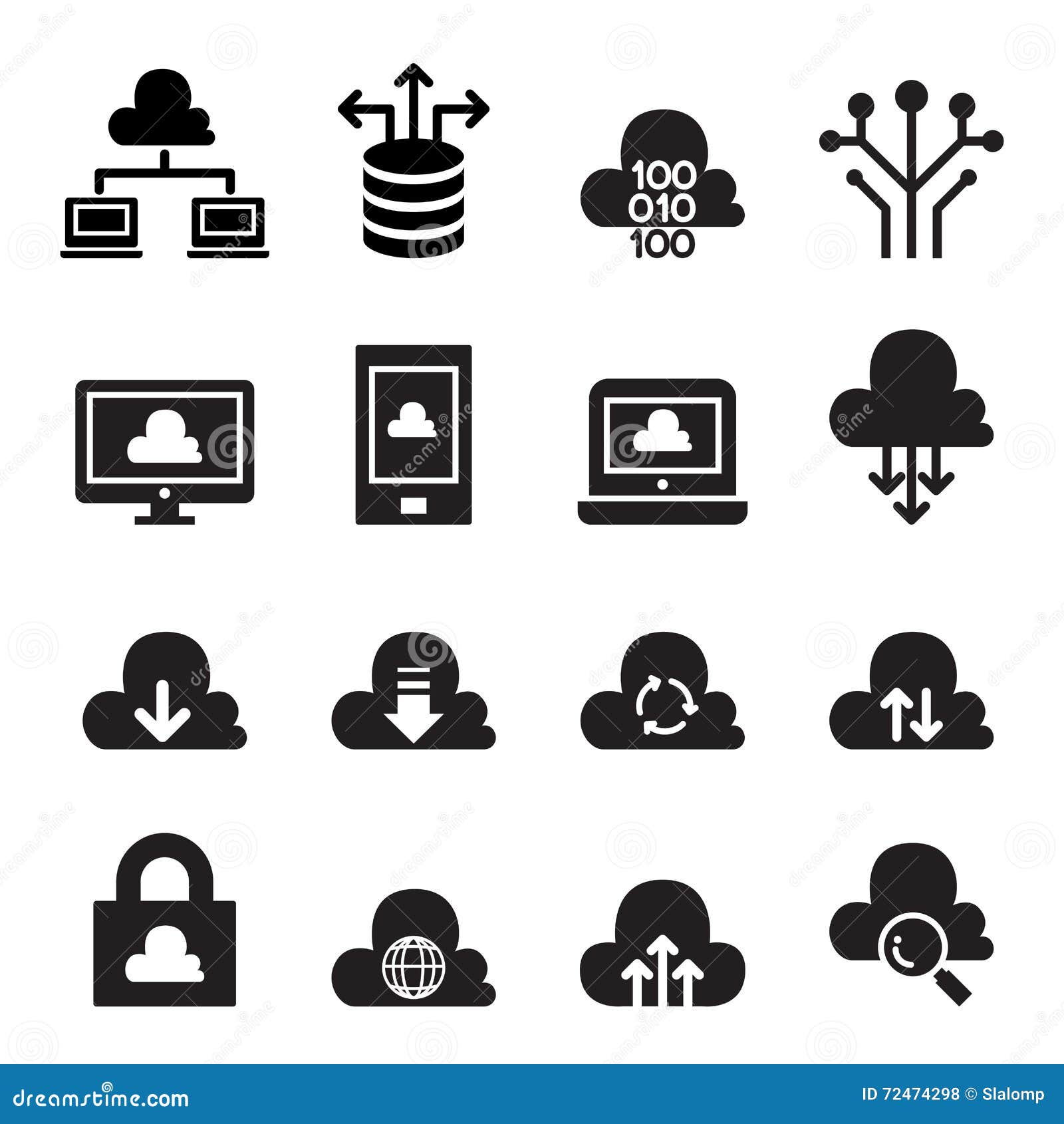 Cloud Computing Concept Icon Set Stock Illustration - Illustration of ...