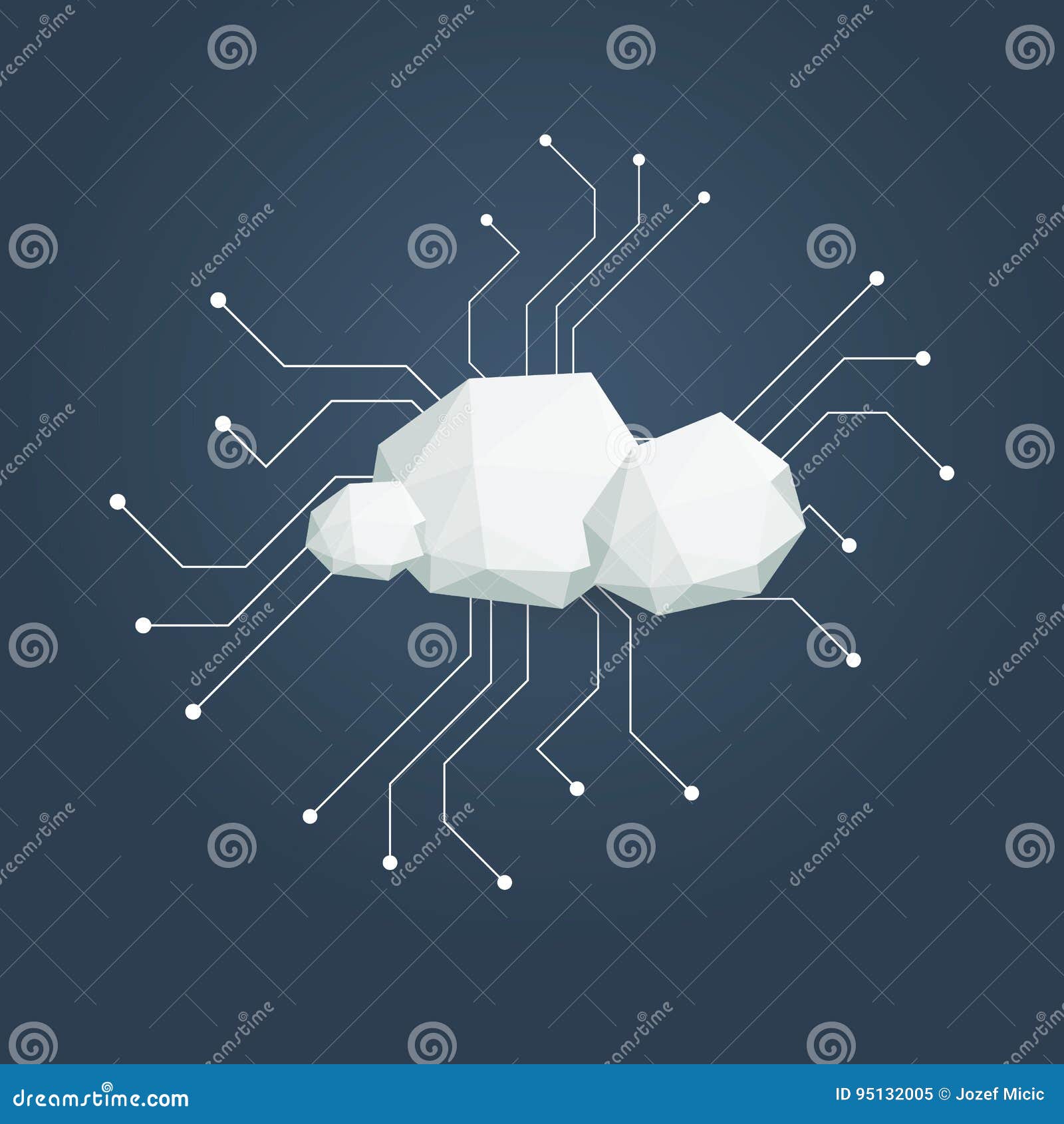 Cloud Computing Concept Illustration with Low Poly Clouds. Data Storage Infrastructure Stock ...
