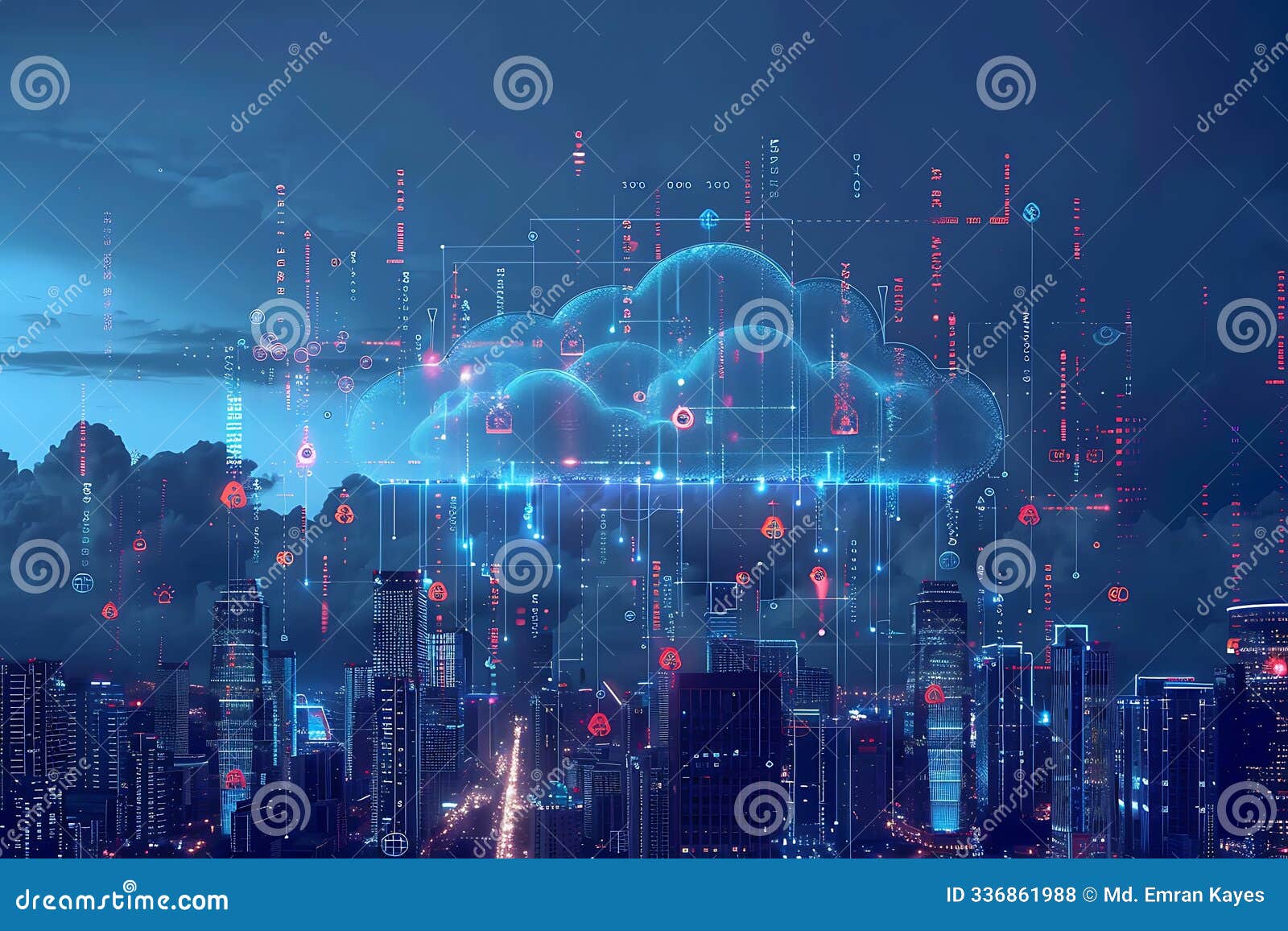 Cloud Computing Concept and Innovative Technology Background. Global Internet Network Connection ...
