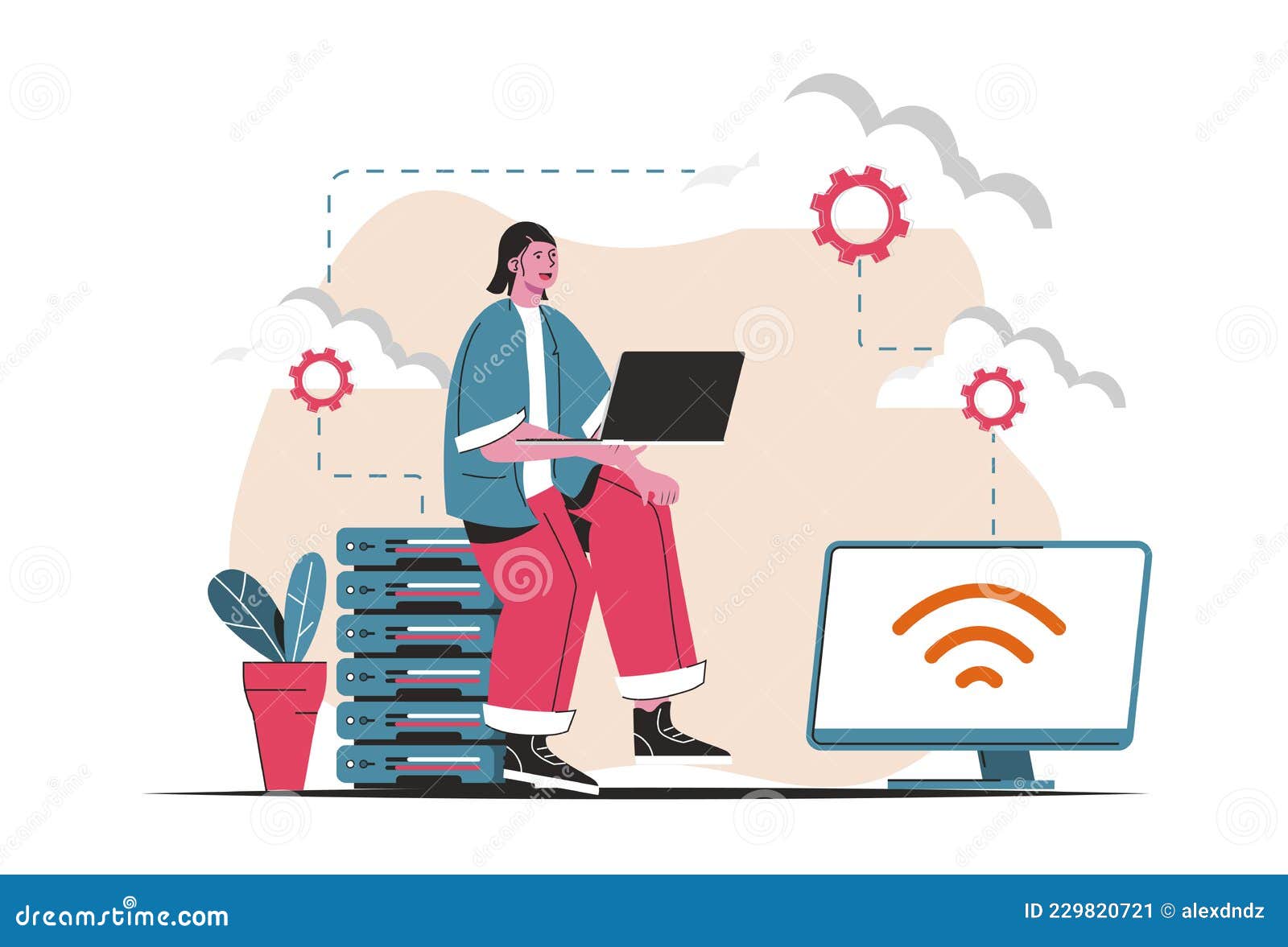 Cloud Computing Concept Isolated. Wireless Cloud Technology Stock ...