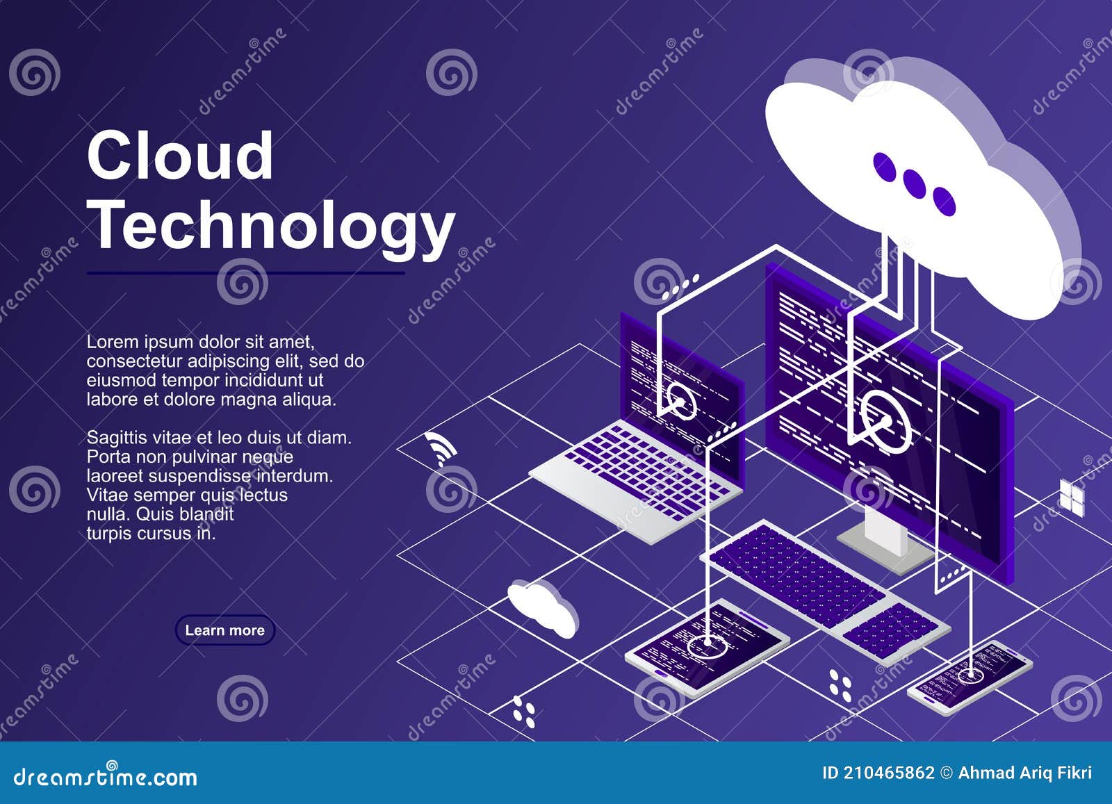 Cloud Computing Concept Isometric Vector Illustration. Modern Cloud Technology Stock Vector ...