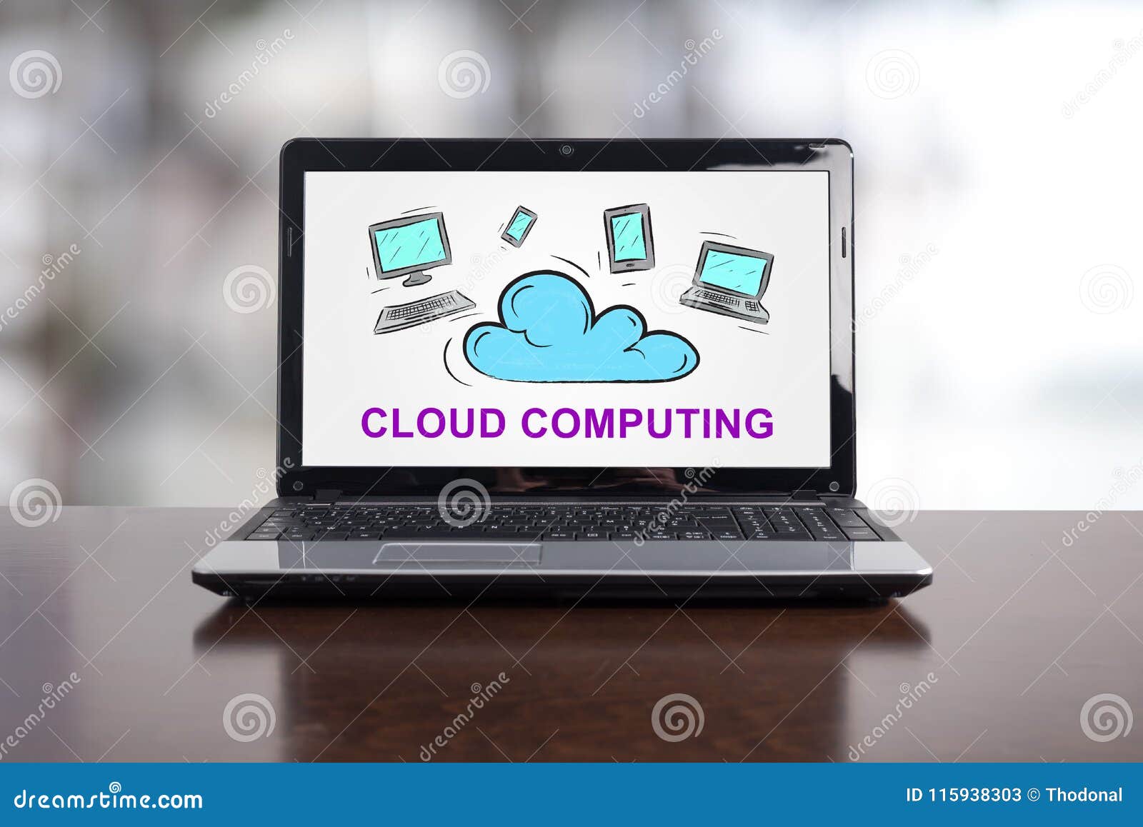 Cloud Computing Concept on a Laptop Stock Image - Image of server ...