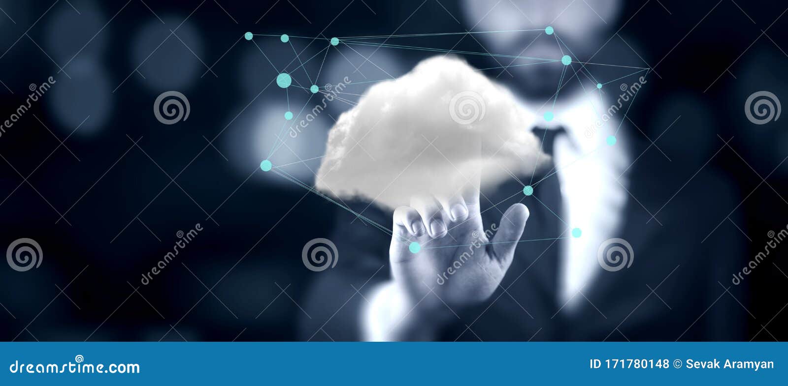 Cloud Computing Concept on Man Hand Stock Photo - Image of choosing ...