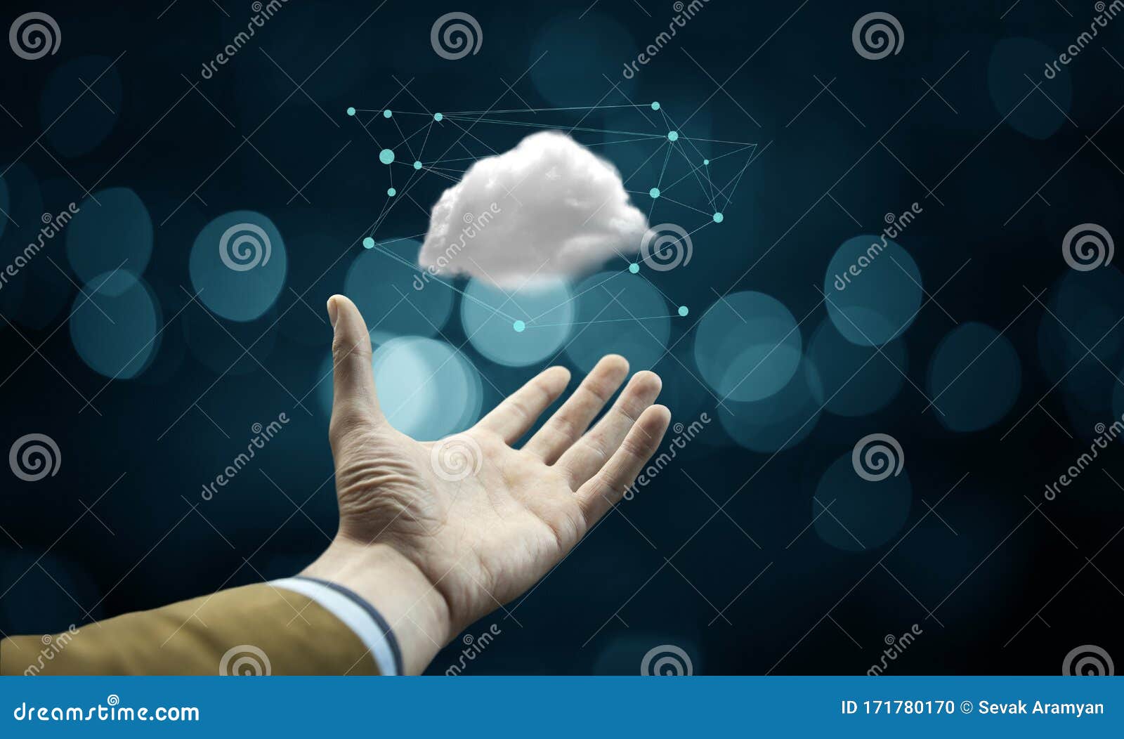 Cloud Computing Concept on Man Hand Stock Photo - Image of future ...