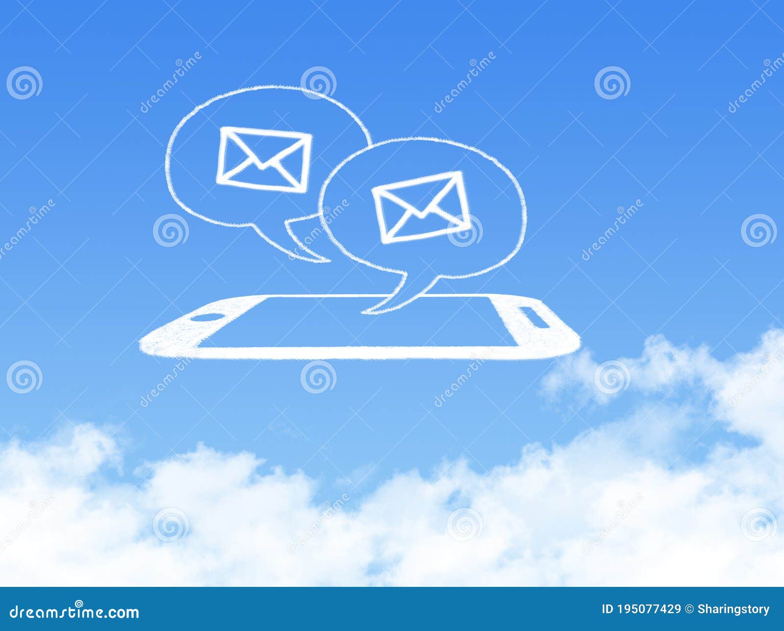 Cloud Computing Concept.mobile Phone Send Email Cloud Shape Stock ...