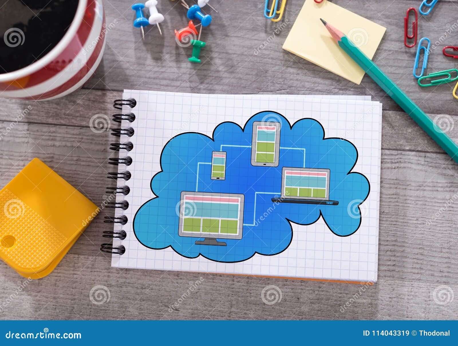 Cloud Computing Concept on a Notepad Stock Image - Image of blue ...