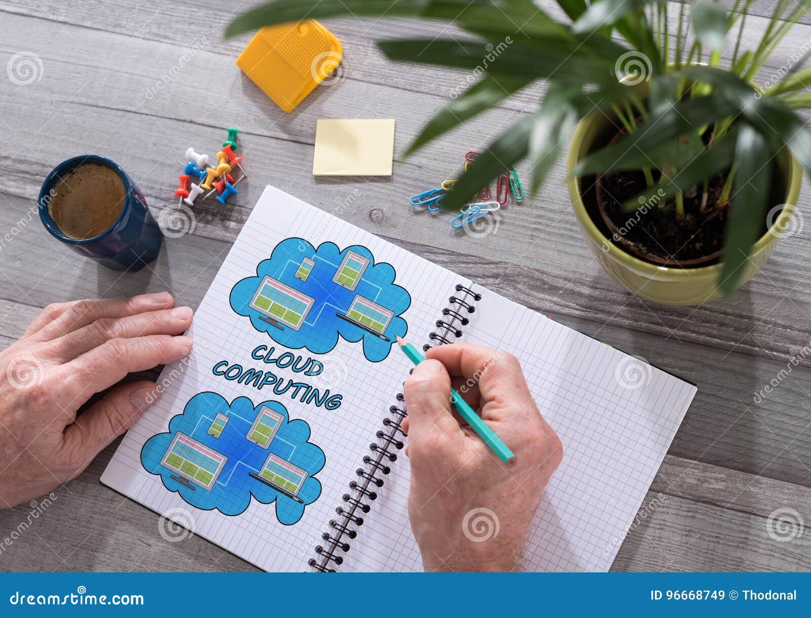 Cloud Computing Concept on a Notepad Stock Image - Image of connection ...