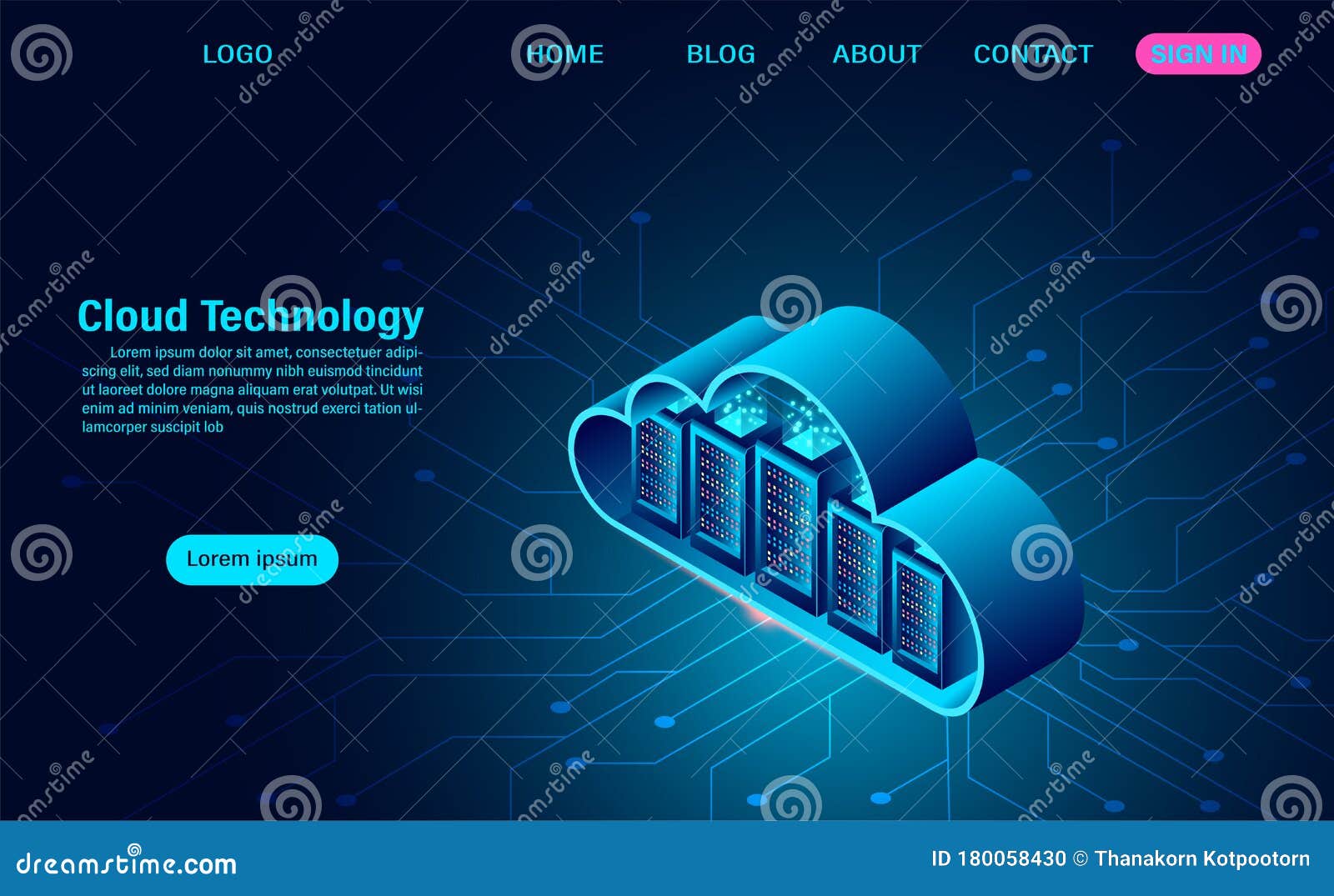 Cloud Computing Concept. Online Computing Technology Stock Vector - Illustration of ...