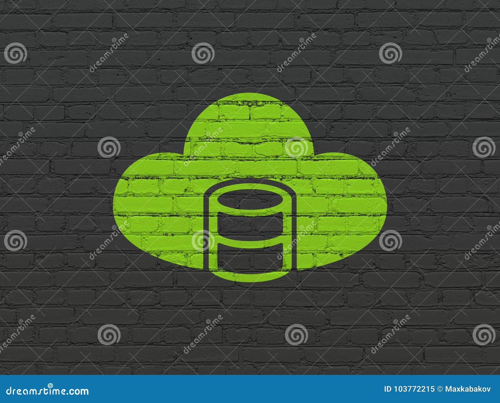 Cloud Computing Concept: Database with Cloud on Wall Background Stock ...