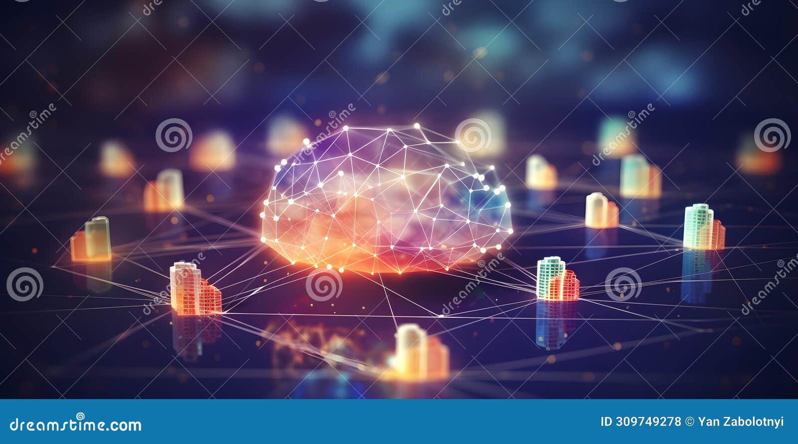 Cloud Computing Concept with Prominent Cloud Icon Surrounded by Global ...