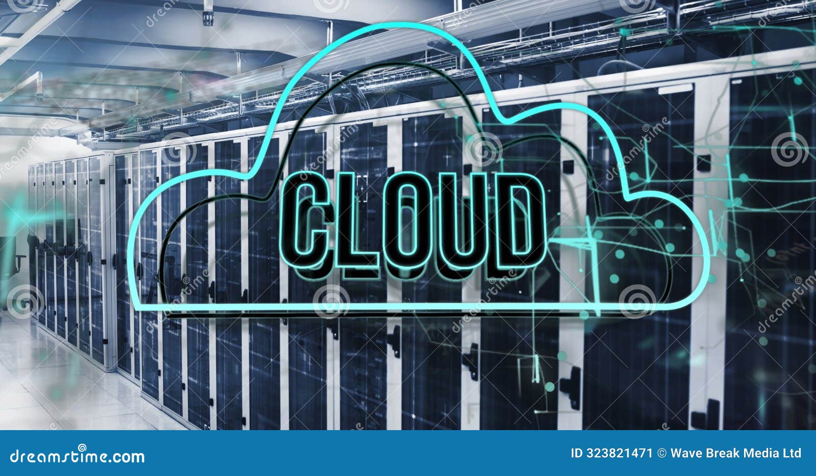 Cloud Computing Concept with Server Racks in Data Center, Digital ...