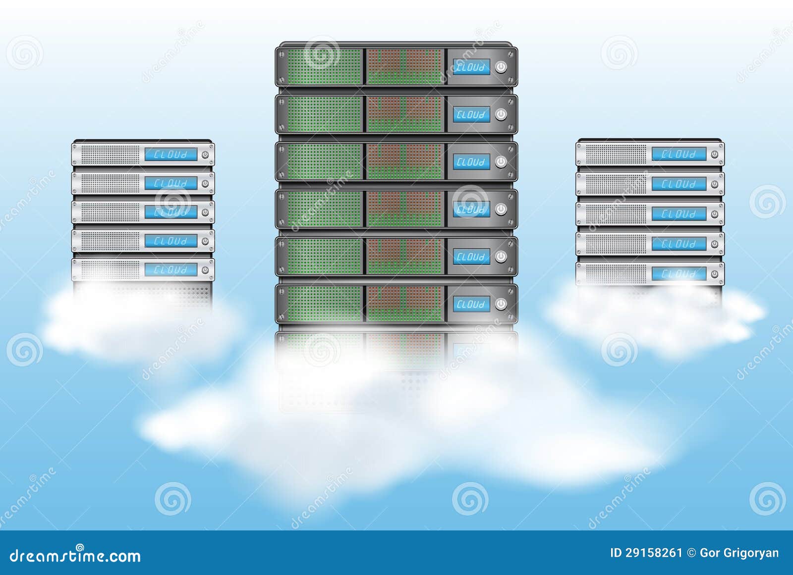 Cloud Computing Concept with Servers Stock Vector - Illustration of ...