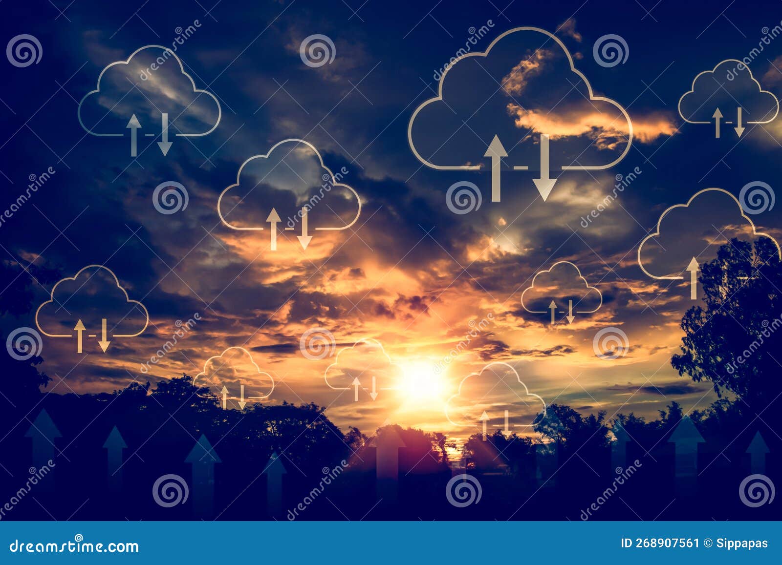Cloud Computing.the Concept of Cloud Service, Background Stock Image ...