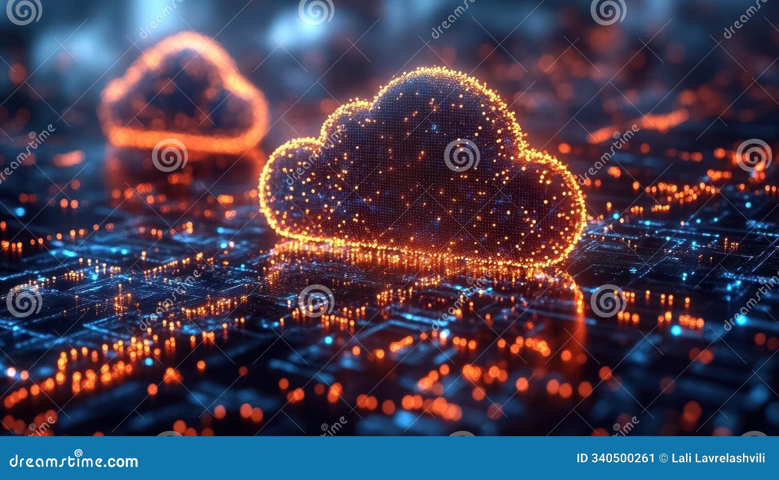 Cloud Computing Concept, Showcasing File Upload and Storage Symbols ...