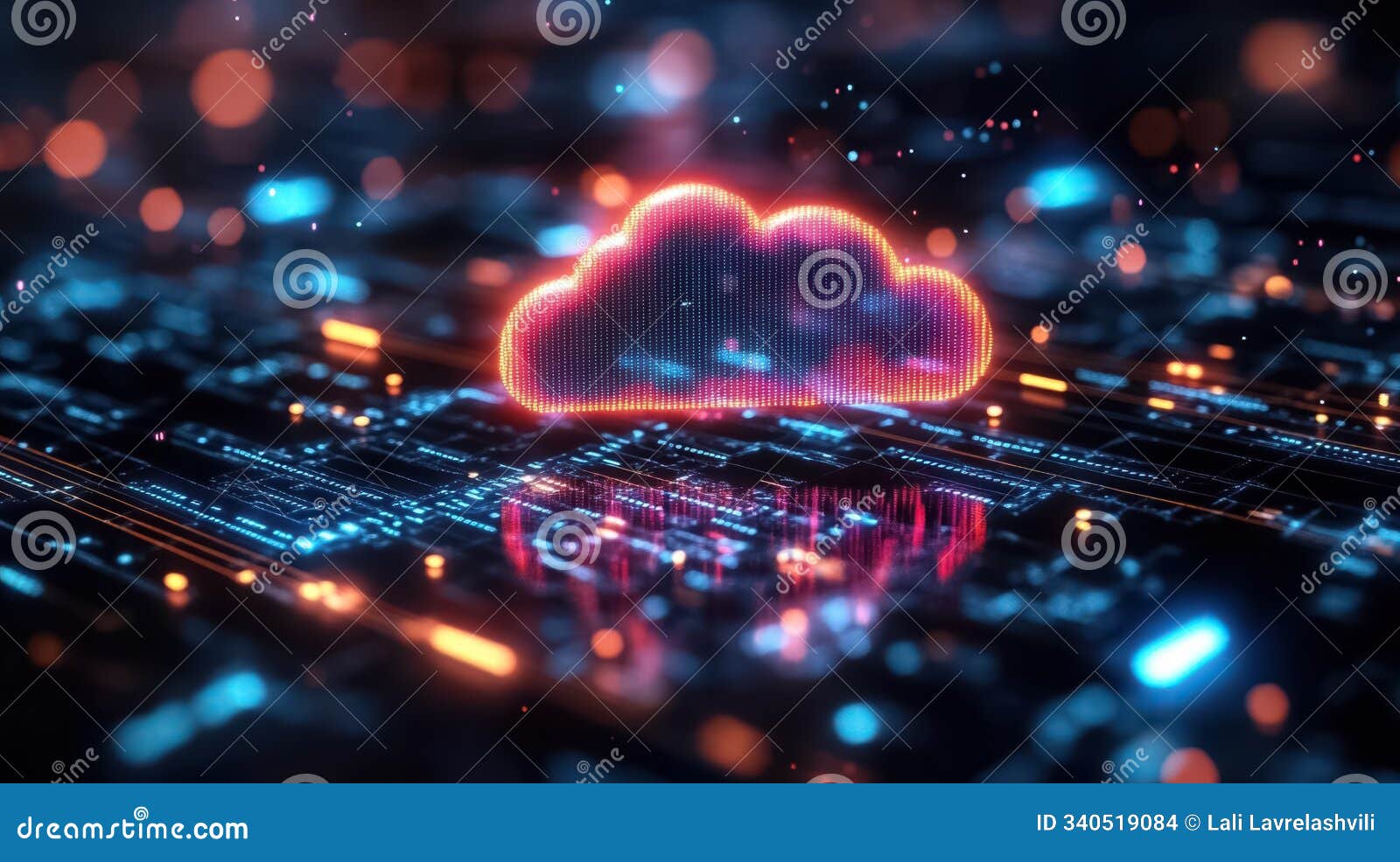 Cloud Computing Concept, Showcasing File Upload and Storage Symbols ...