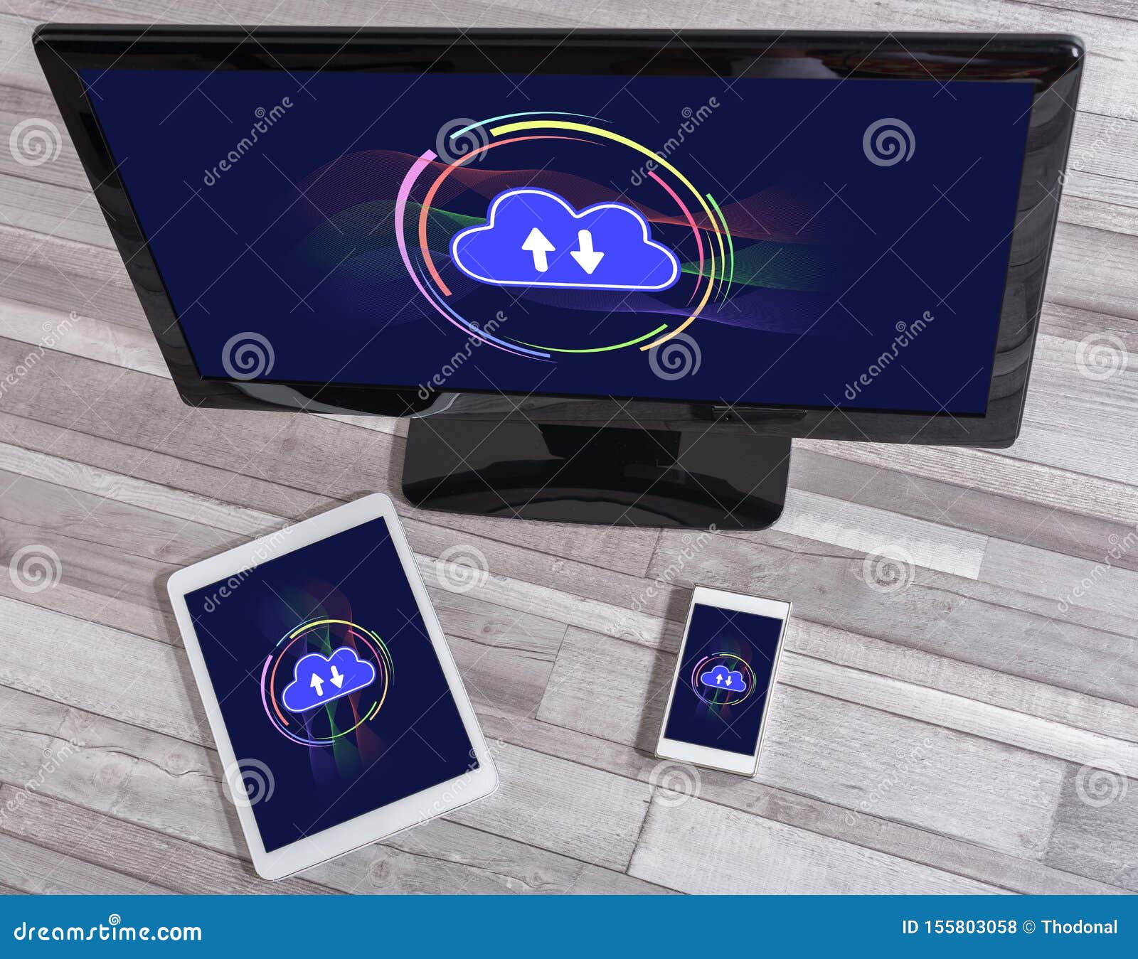 Cloud Computing Concept on Different Devices Stock Photo - Image of ...