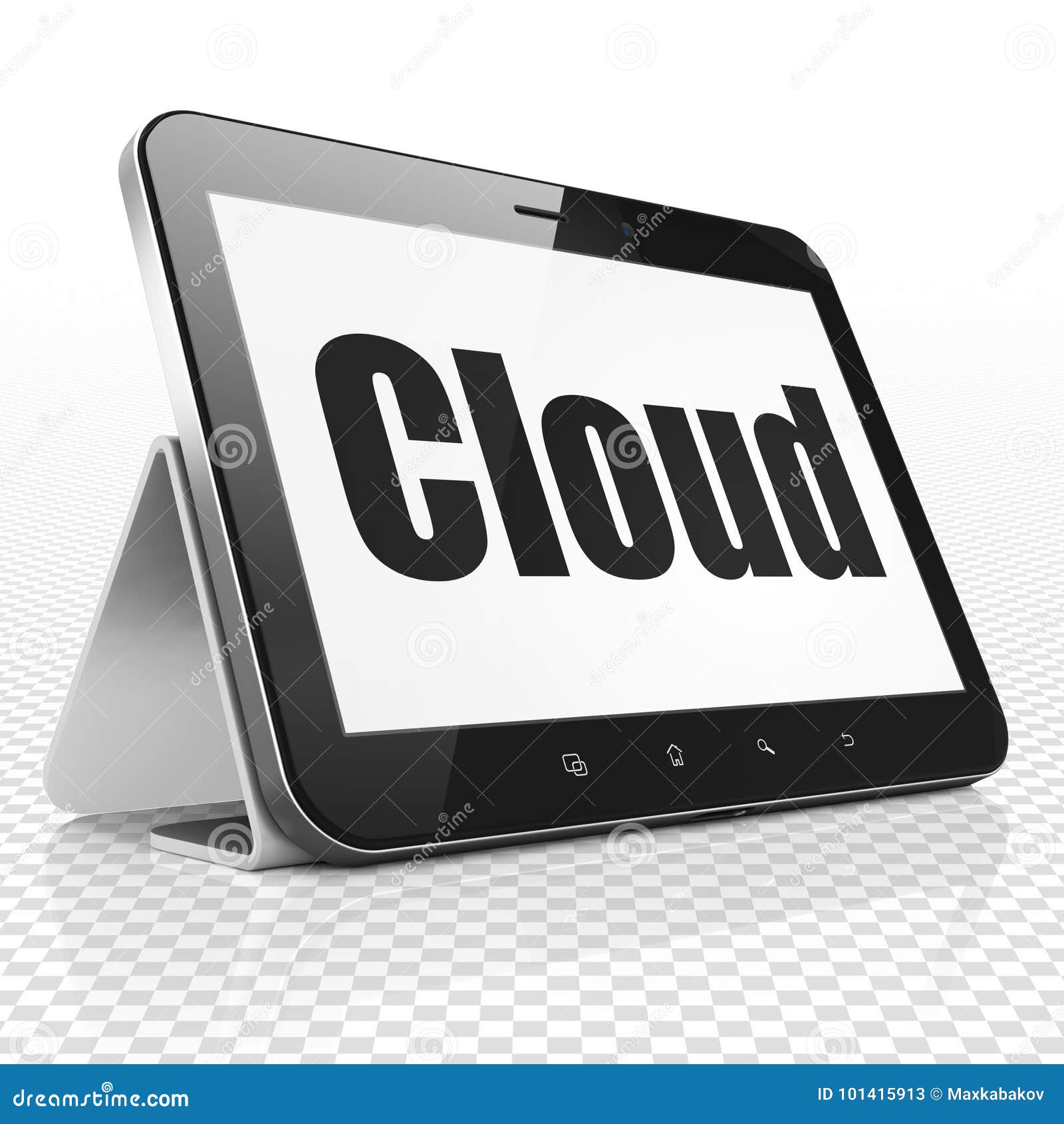 Cloud Computing Concept: Tablet Computer with Cloud on Display Stock ...