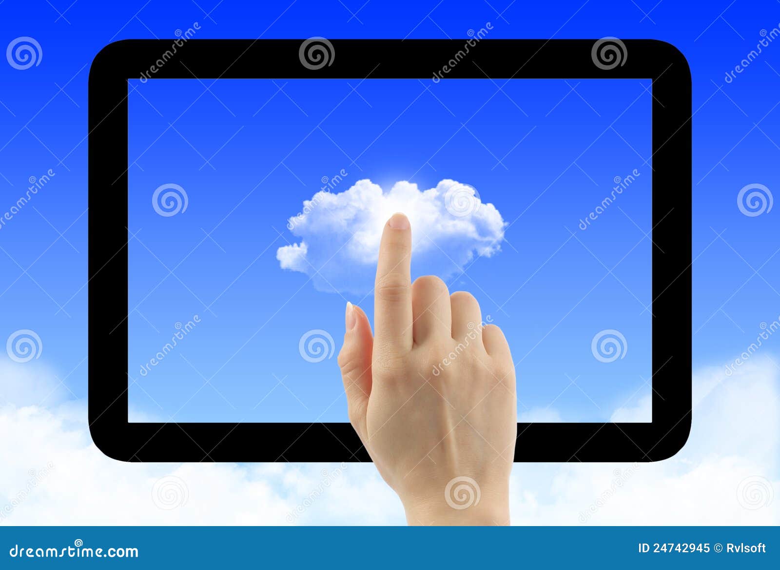 Cloud Computing Concept with Tablet Pc Frame Stock Image - Image of ...