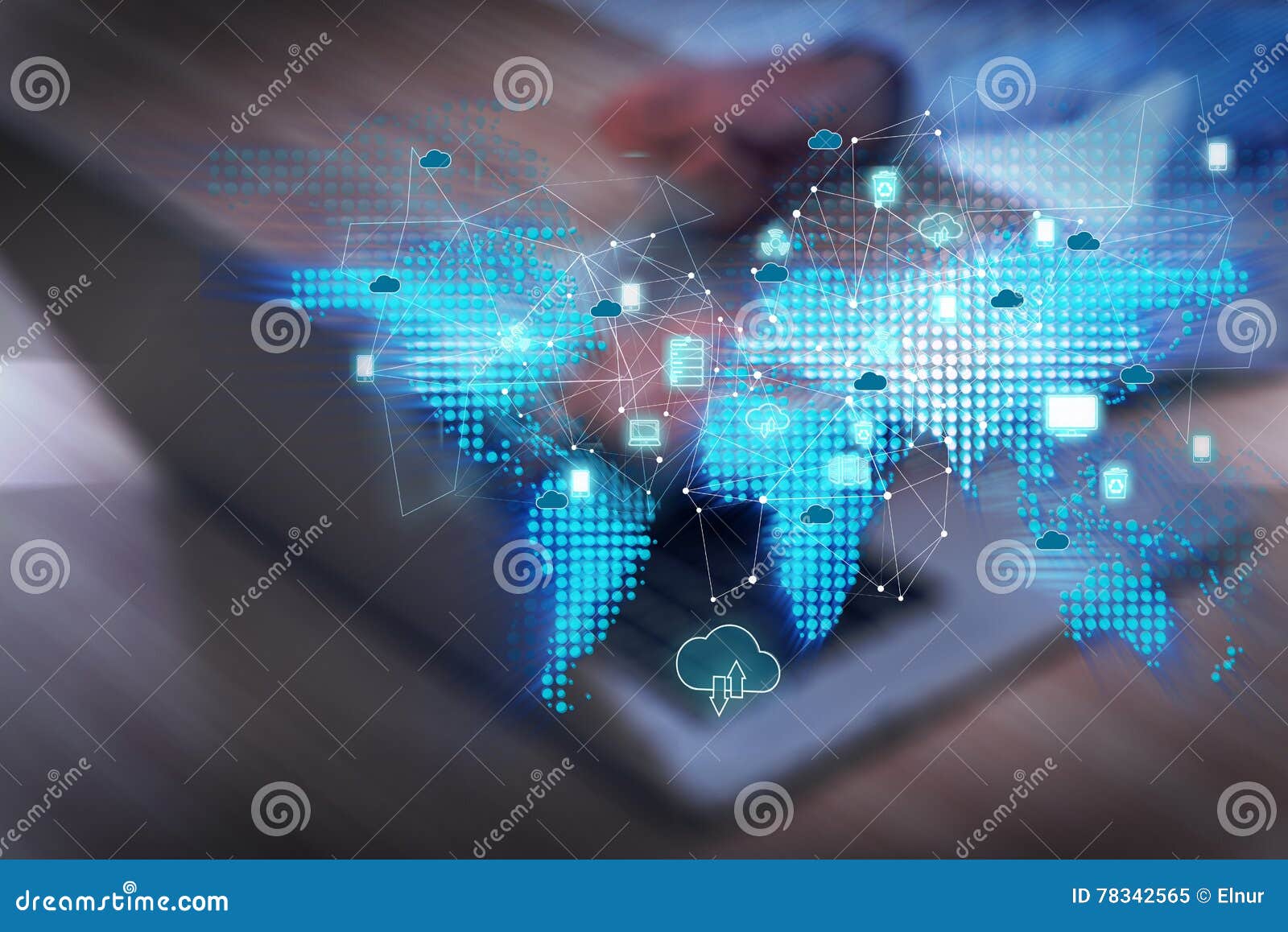 The Cloud Computing Concept in Technology Collage Stock Image - Image ...