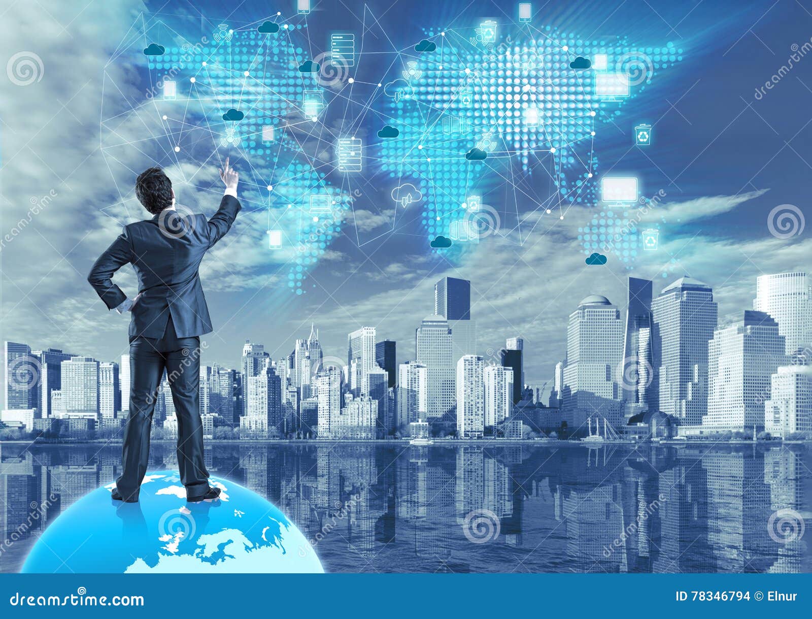 The Cloud Computing Concept in Technology Collage Stock Photo - Image ...
