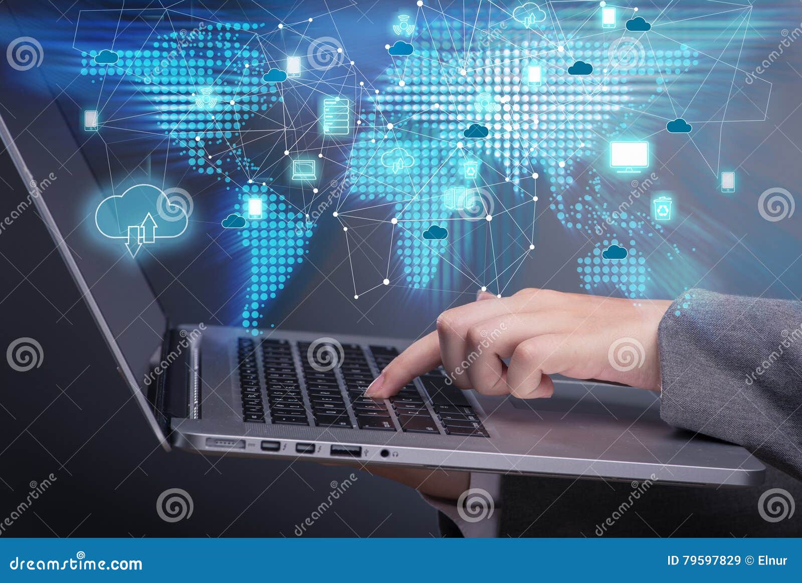 The Cloud Computing Concept in Technology Collage Stock Image - Image ...