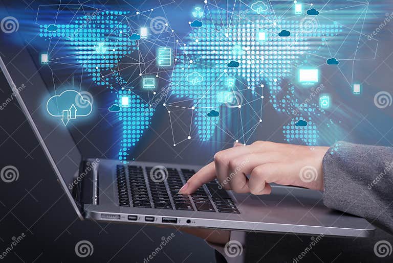 The Cloud Computing Concept in Technology Collage Stock Image - Image ...