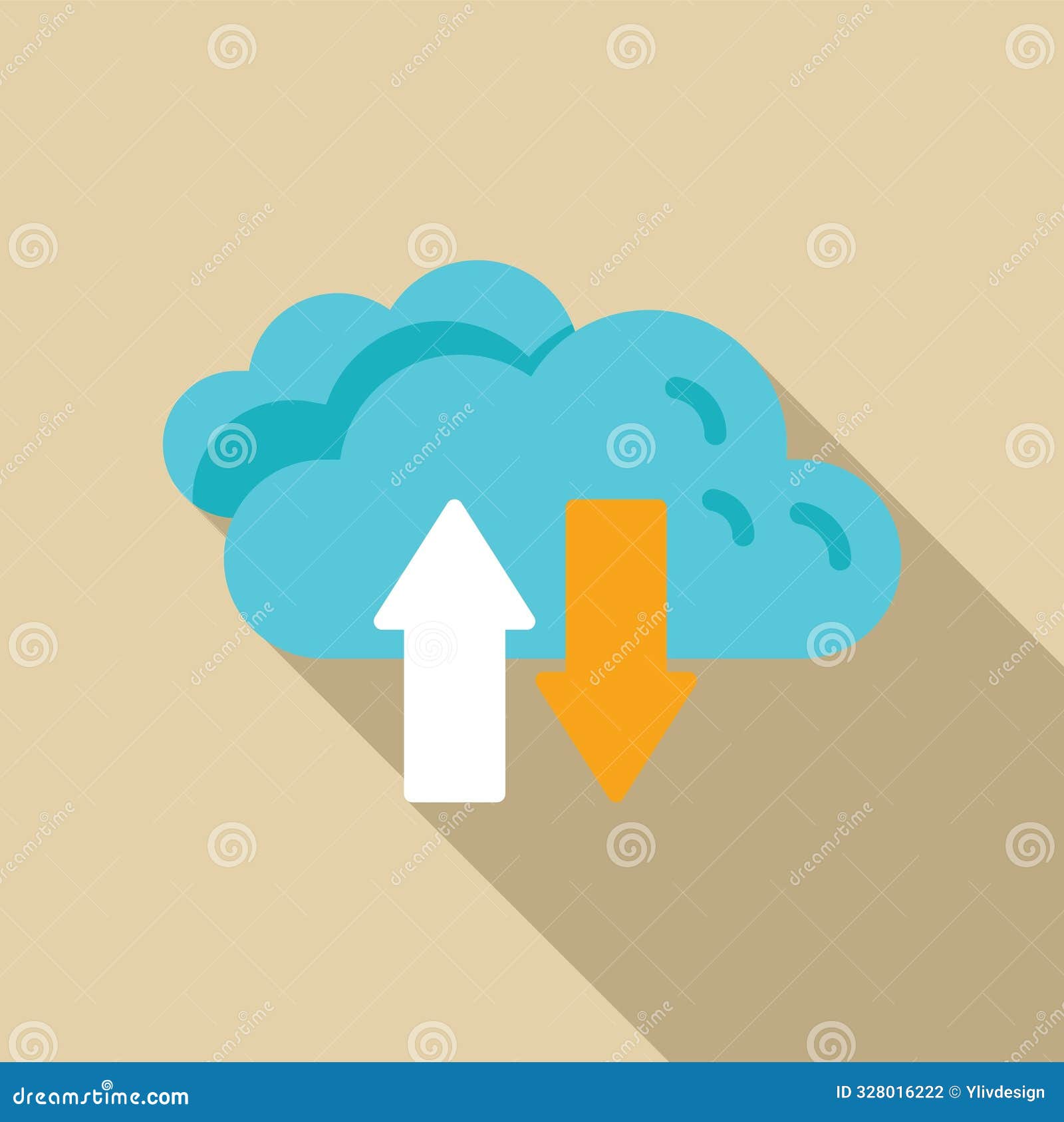 Cloud Computing Concept, Uploading and Downloading Data with Arrows and ...