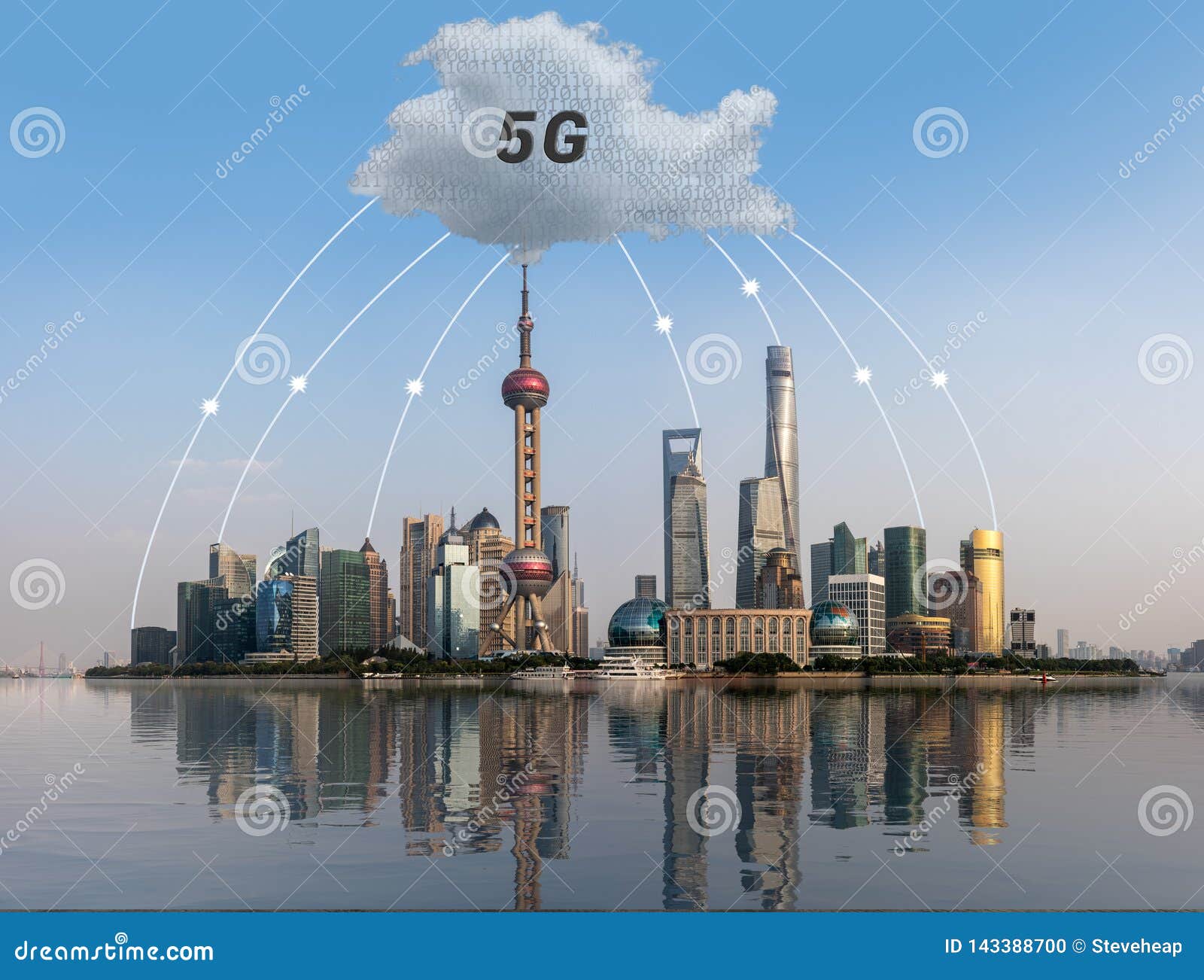 Cloud Computing Concept Using Shanghai Skyline Stock Photo - Image of ...