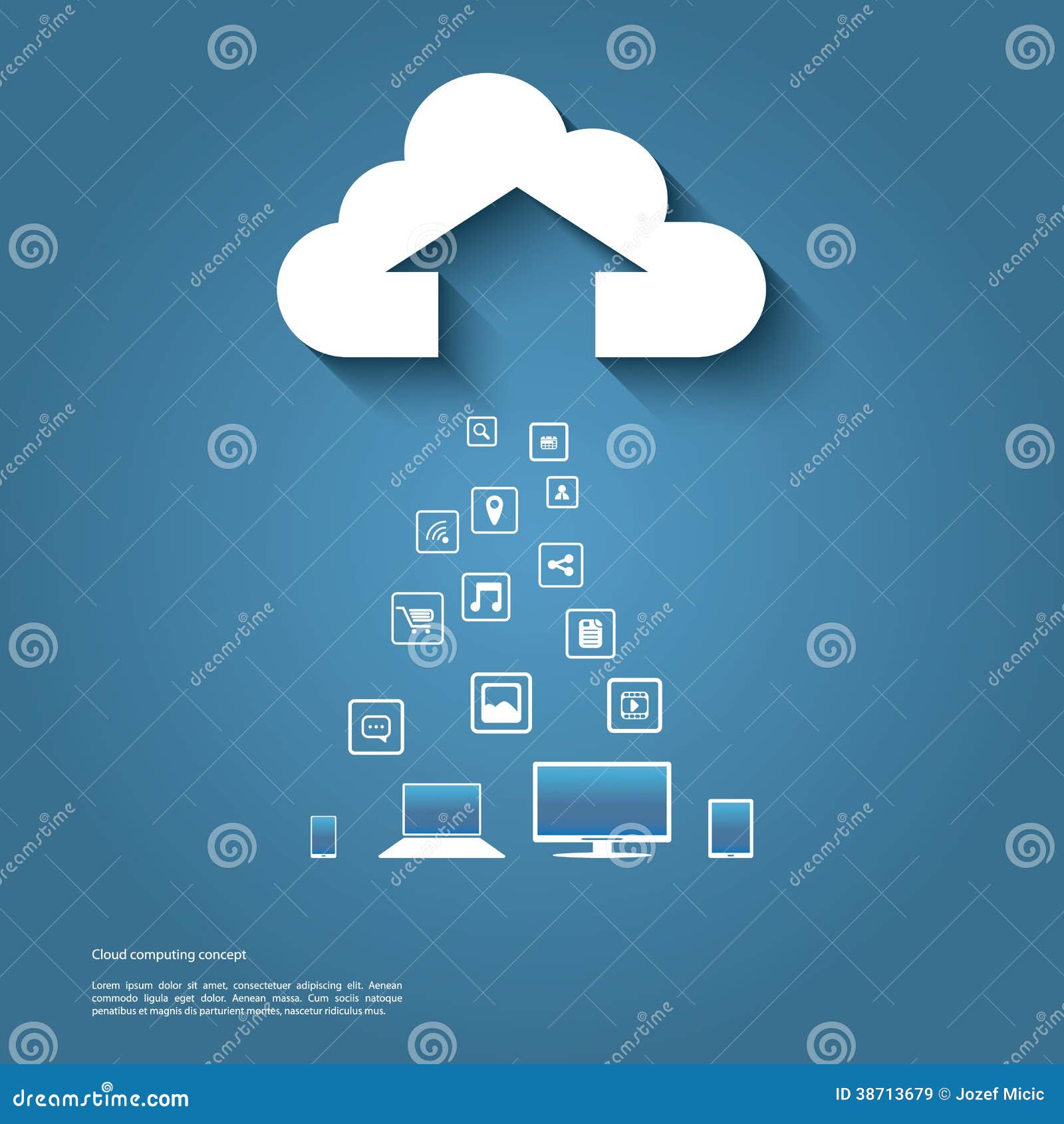 Cloud Computing Concept Stock Illustration Illustration Of Flat 38713679