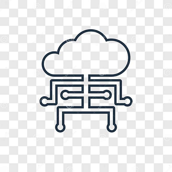 Cloud Computing Concept Vector Linear Icon Isolated on Transparent ...