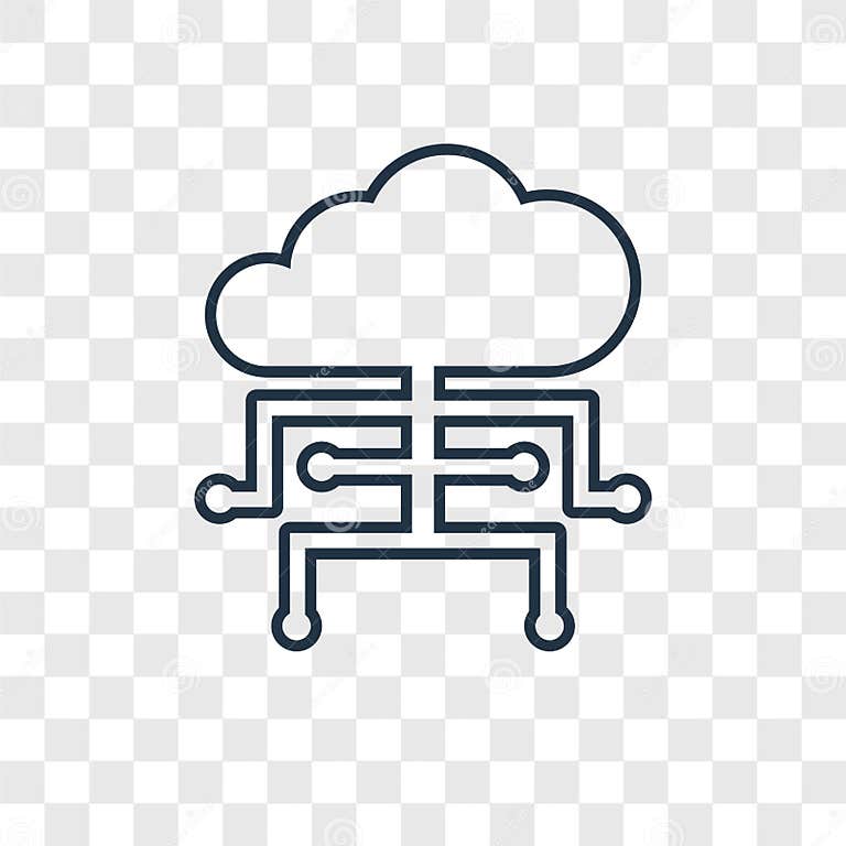 Cloud Computing Concept Vector Linear Icon Isolated on Transparent ...