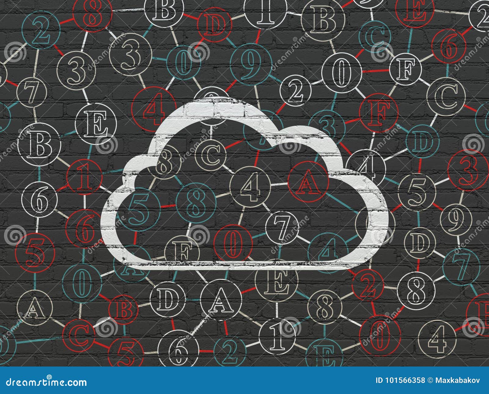 Cloud Computing Concept: Cloud on Wall Background Stock Illustration ...
