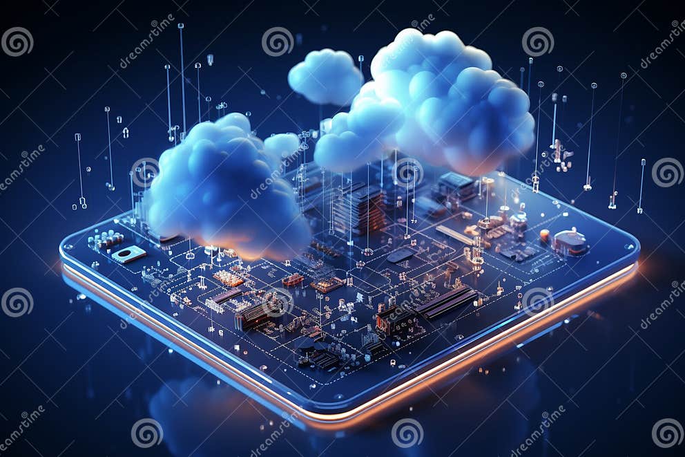 Cloud Computing Concept, Where Data and Information Seamlessly Flow and Interact within a ...