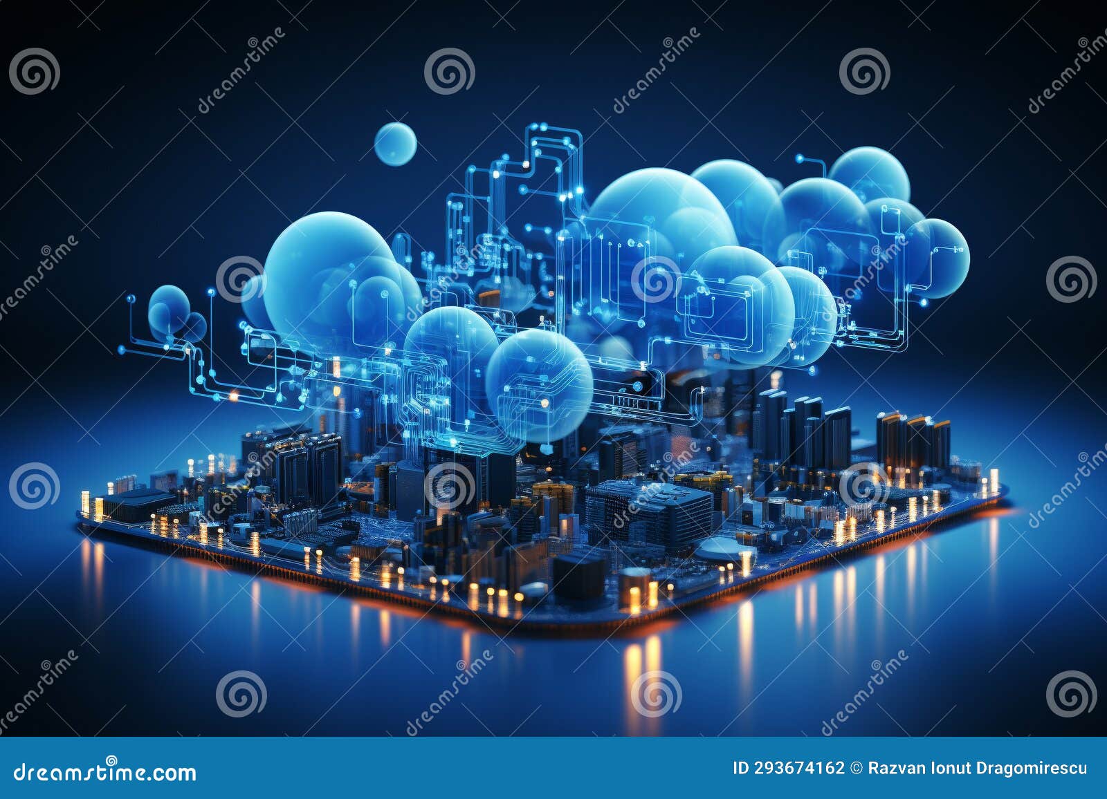 Cloud Computing Concept, Where Data and Information Seamlessly Flow and Interact within a ...