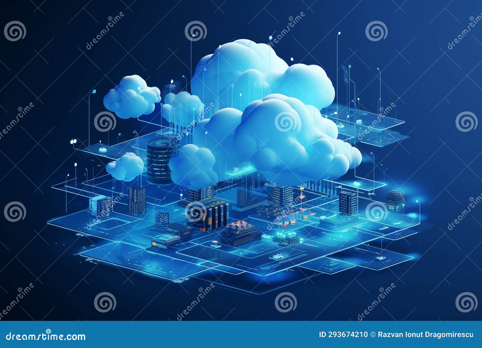 Cloud Computing Concept, Where Data and Information Seamlessly Flow and Interact within a ...