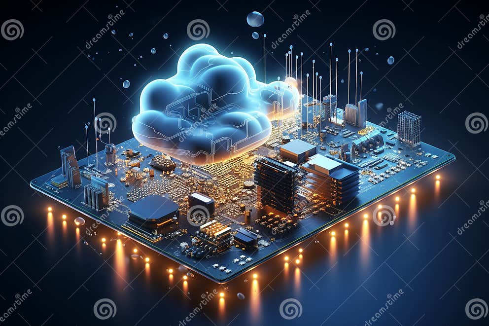 Cloud Computing Concept, Where Data and Information Seamlessly Flow and Interact within a ...