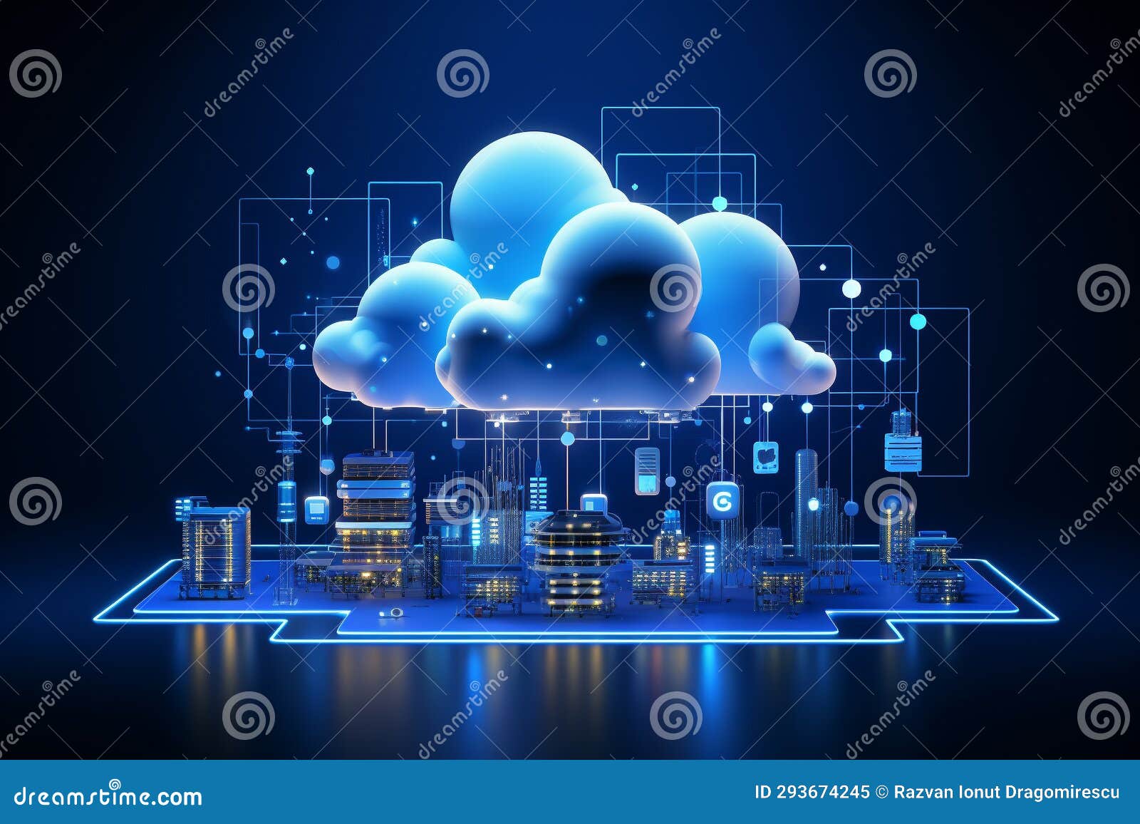 Cloud Computing Concept, Where Data and Information Seamlessly Flow and ...