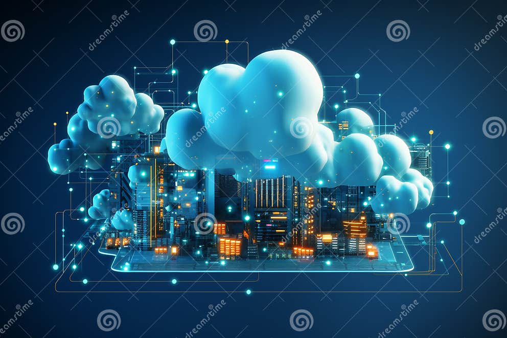 Cloud Computing Concept Where Data And Information Seamlessly Flow And Interact Within A 9476