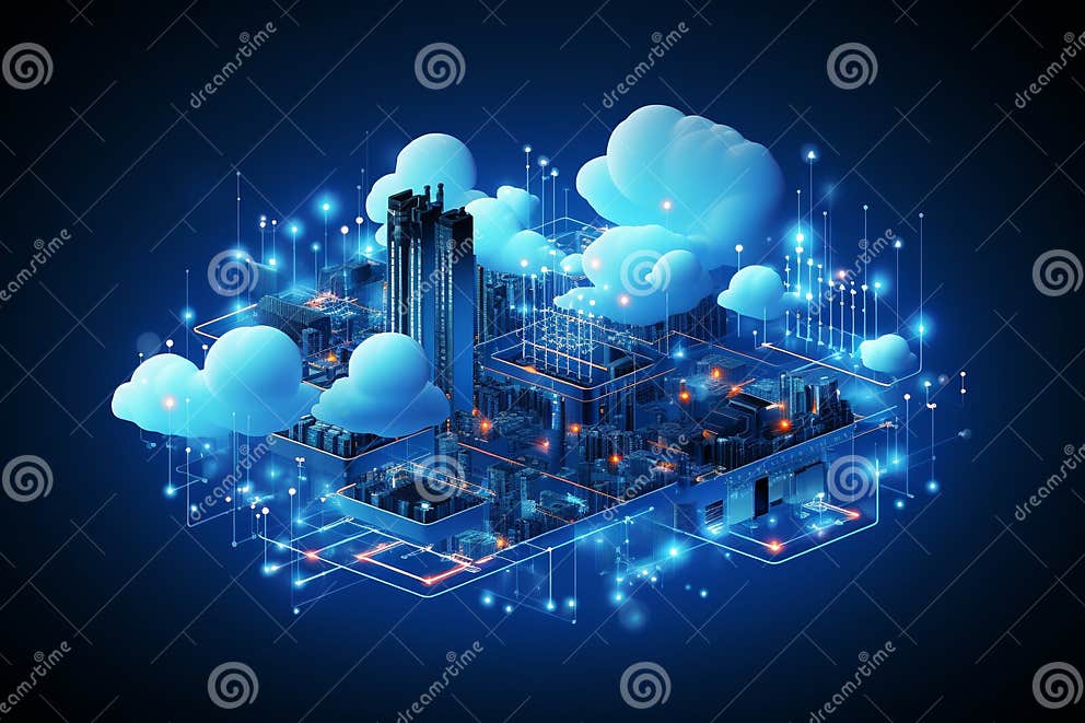 Cloud Computing Concept, Where Data and Information Seamlessly Flow and Interact within a ...