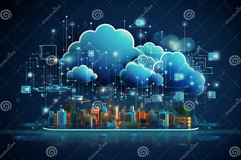 Cloud Computing Concept, Where Data and Information Seamlessly Flow and ...