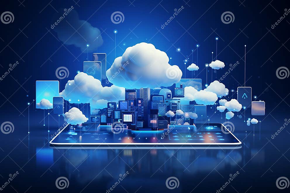 Cloud Computing Concept, Where Data and Information Seamlessly Flow and Interact within a ...