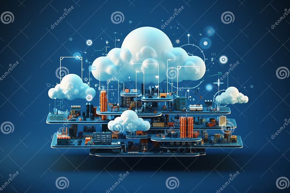 Cloud Computing Concept, Where Data and Information Seamlessly Flow and Interact within a ...