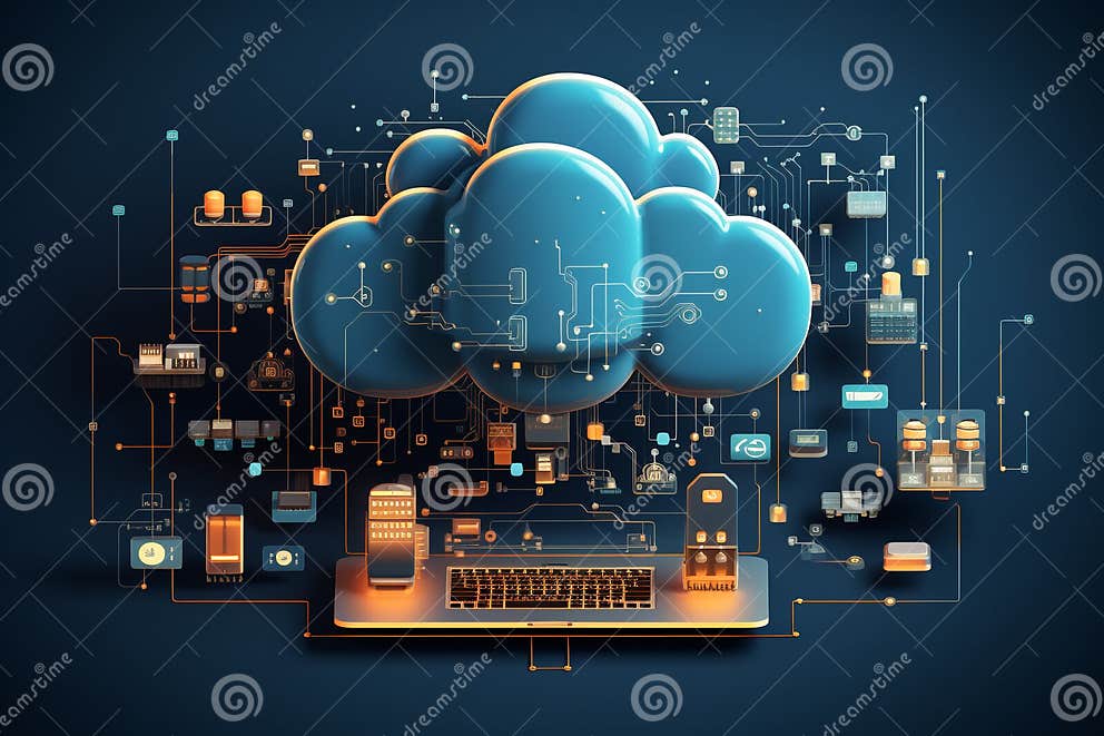 Cloud Computing Concept, Where Data and Information Seamlessly Flow and Interact within a ...