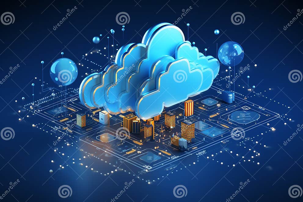 Cloud Computing Concept, Where Data and Information Seamlessly Flow and Interact within a ...
