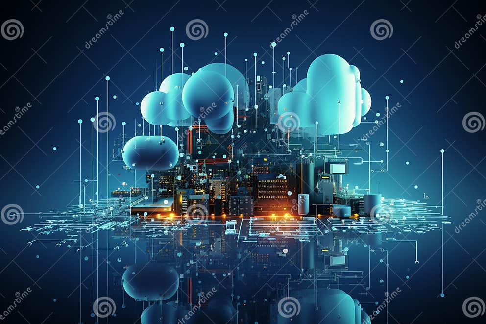 Cloud Computing Concept, Where Data and Information Seamlessly Flow and Interact within a ...