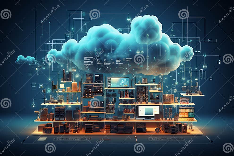 Cloud Computing Concept, Where Data and Information Seamlessly Flow and Interact within a ...