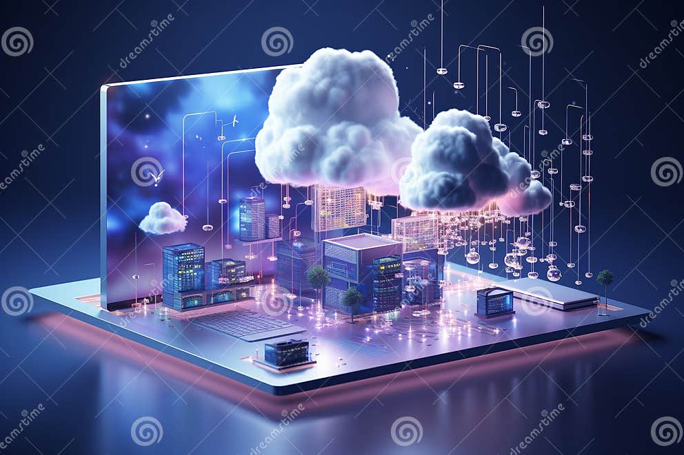 Cloud Computing Concept, Where Data and Information Seamlessly Flow and Interact within a ...