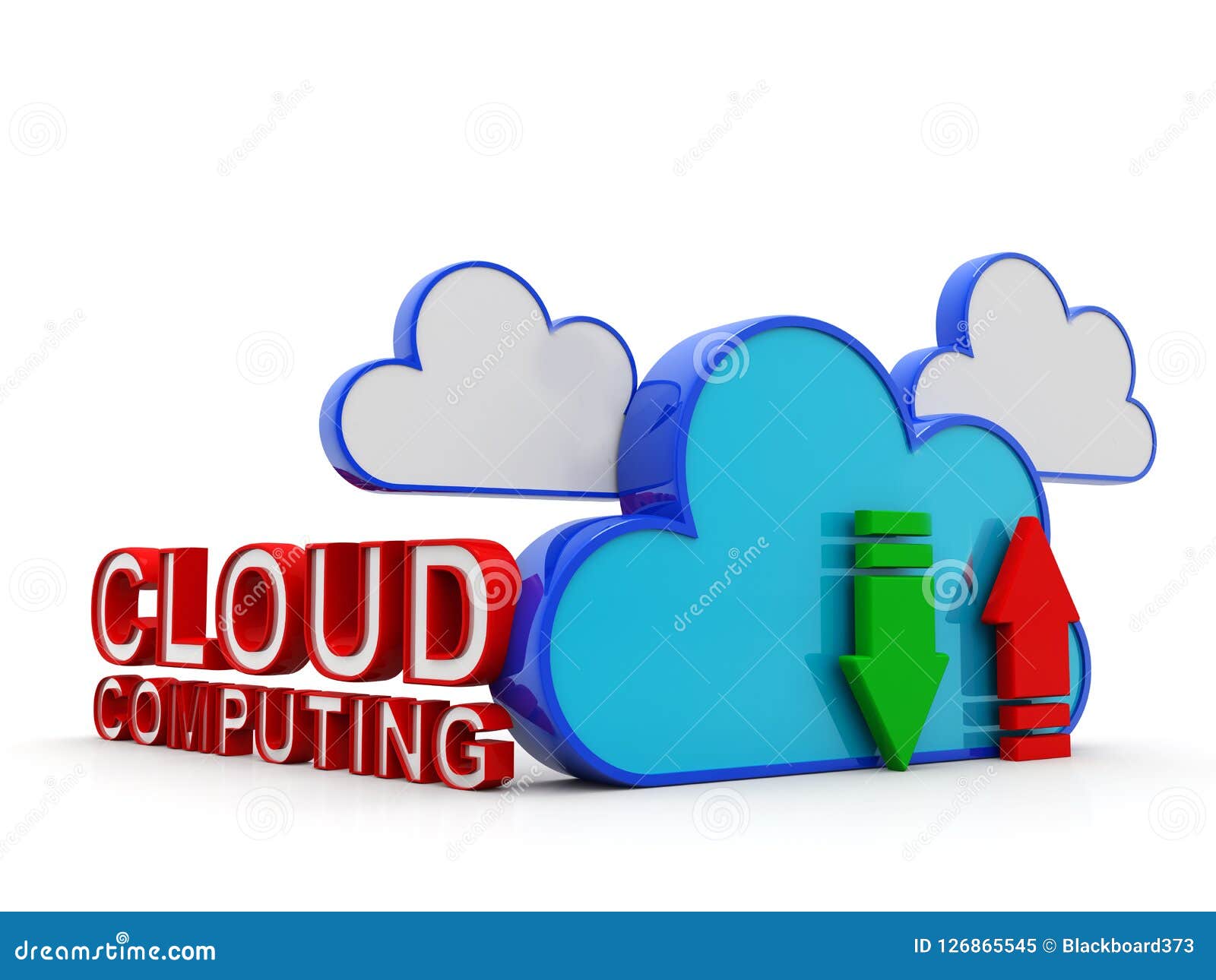 Cloud Computing with Upload and Download Arrow in White Background. 3d ...